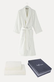 Unisex župan MICRO COTTON + ručník + osuška + dárkový box L Smetanová