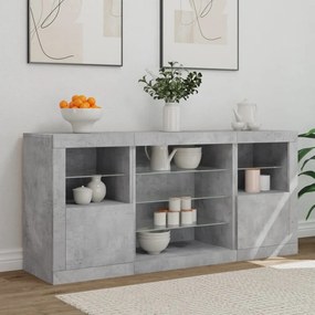 Příborník s LED osvětlením betonově šedý 142,5 x 37 x 67 cm 3209089