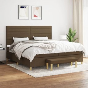Box spring postel s matrací tmavě hnědá 200x200 cm textil 3137264