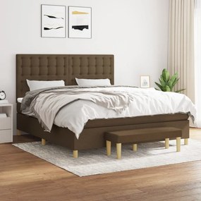 Box spring postel s matrací tmavě hnědá 160x200 cm textil 3137488