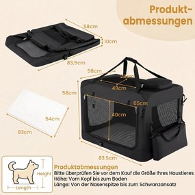 Costway Přepravka pro psy skládací přenosný přepravní box pro psy se – černý