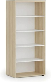 Kancelářský regál FUTURE, 4 police, 850 x 450 x 1900 mm, bílá/dub přírodní