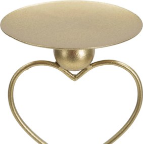 Kovový svícen Heart 32 cm zlatý/mramor