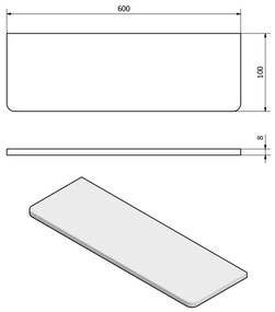 Sapho Police 600x100x8mm, čiré sklo 23482