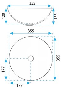 Rea Stella, umyvadlo na desku 355x355x135 mm, imitace kamene-Aiax Shiny, REA-U9088