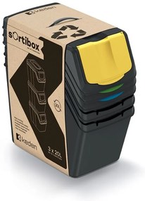 Sada 3 odpadkových košů Soorti na tříděný odpad 3 x 25 l černá