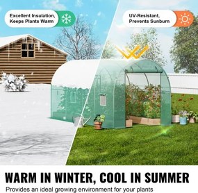 Walk-in tunelový skleník 2,92 × 1,96 × 1,9 m pozinkovaný rám PE kryt zelený