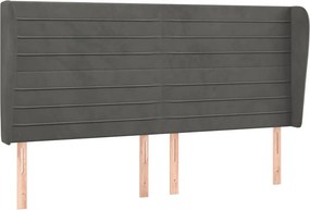 Čelo postele typu ušák tmavě šedé 203x23x118/128 cm samet 3118163