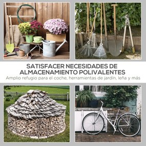 Zahradní stan Outsunny pro nářadí a bicykly 2,8x2,4x2,4 m Venkovní sklad s 2 zipovými dveřmi Voděodolný a UV-ochranný