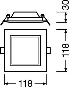 LED podhledové svítidlo LEDVANCE Slim Square 105mm 6W/3000K teplá bílá