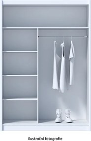 Skříň s posuvnými dveřmi, černá/dub craft, 150x215 cm, LADDER