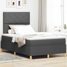 Postel s boxspringem s čelo Tmavě šedá 120 x 200 cm textil 3339687