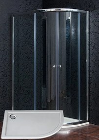 ARTTEC Sprchový kout čtvrtkruhový KLASIK 120 x 90 cm čiré sklo s vaničkou z litého mramoru STONE levé provedení