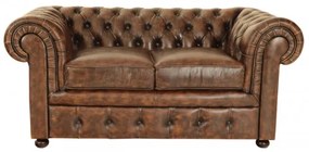 Indický nábytek - Pohovka dvoumístná Chesterfield Comfort z pravé hovězí kůže Whisky Whisky