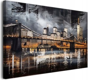 Obraz na plátně Nástěnná dekorace do obývacího pokoje New York v noci 80x120