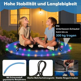 Costway Houpačka hnízdo Ø100 cm LED osvětlení Nastavitelné lano do 150 kg