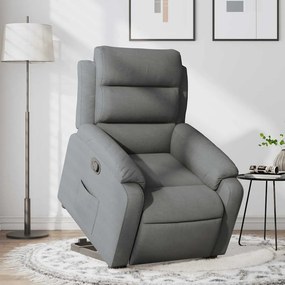 Zvedací polohovací křeslo tmavě šedé textil 3204981