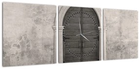 Obraz - Tajemné dveře (s hodinami) (90x30 cm)