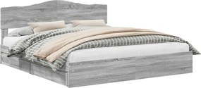 Postel s úložným prostorem se zásuvkou Šedá Sonoma 200 x 200 cm 3413066