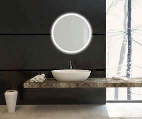 AMBIENTE kulaté zrcadlo do koupelny na zeď do pokoje do ložnice do předsíně na chodbu Amirro Ø 70 cm s LED osvětlením a senzorem, IP44 411-026 411-255 411-323
