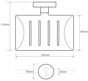 Sapho Sapho, X-ROUND mýdlenka obdélníková s otvory, chrom, XR804