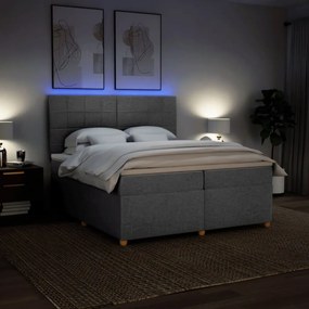 Box spring postel s matrací světle šedá 200 x 200 cm textil 3293687