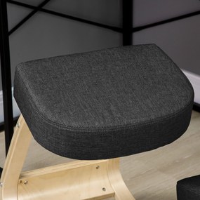 Ergonomická klečící židle Vinsetto s rámem z březového dřeva, molitanovým a polyesterovým polstrováním pro domácnost a kancelář, černá
