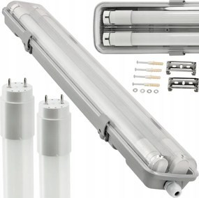 8x Hermetické svítidlo 120 cm s LED trubicemi do garáže a dílny
