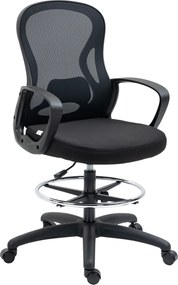 Vinsetto Kancelářská židle s vysokým opěrákem - nastavitelná, rozměry 59 Š x 65 H x 124 V cm, 360° otáčecí, prodyšná černá síťovina