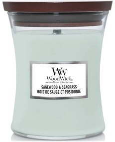 WoodWick – svíčka Sagewood & Sea Grass (Šalvějové dřevo a mořská tráva) Velikost: malá 85 g