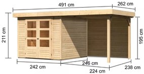 Dřevěný zahradní domek ASKOLA 3,5 s přístavkem 240 Lanitplast Šedá