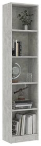 Petromila 5patrová knihovna betonově šedá 40x24x175 cm kompozitní dřevo