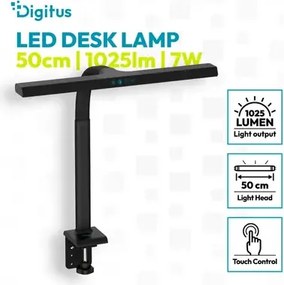 LED stolní lampička s klipem černá / Stolní lampička / 50 cm / 1025 lm
