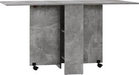HOMCOM Skládací jídelní stůl s kolečky, skládací křídla a police pro 4-6 osob 75x140x74 cm šedý cement
