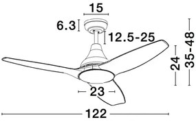 Stropní ventilátor Samoa 12.2 černé s dálkovým ovládáním