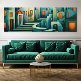 Obraz na plátně - Ulička se schody v Maurient FeelHappy.cz Velikost obrazu: 180 x 60 cm
