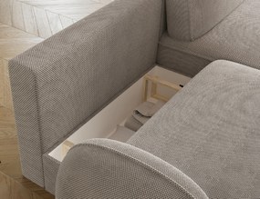Rohová sedací souprava Tesalia s funkcí spaní a úložným prostorem, šedý velur, pravostranná