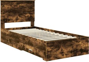Rám postele s čelo Kouřový dub 100 x 200 cm Kompozitní dřevo 3409689