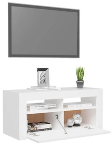 TV skříňka s LED osvětlením bílá 90 x 35 x 40 cm