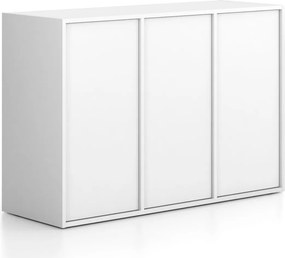Kancelářská skříň FRAME, nízká, 3 dveře, 1299 x 450 x 881 mm, PUSH-lock, bílá