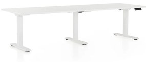 Výškově nastavitelný stůl OfficeTech Long, 240 x 80 cm, bílá podnož, bílá