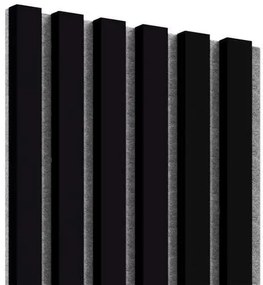 Akustické panely - lamely na šedé plsti - Černá