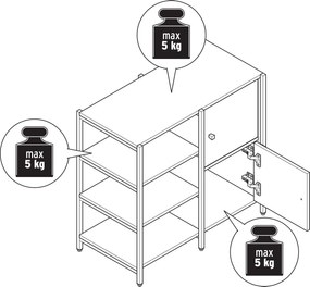 Tchibo - Komoda »Grade« s otevřenými přihrádkami a 2 dvířky - barva: bílá