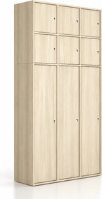 Nástavba pro skříně FRAME, 6x dveře, 1299 x 450 x 854 mm, cylindrický zámek, dub přírodní
