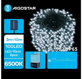 Aigostar B.V. | Aigostar - LED Solární vánoční řetěz 100xLED/8 funkcí 12m IP65 studená bílá | AI0424
