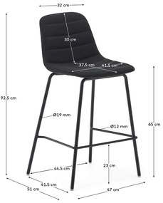 Barová židle luzinda 65 cm černá MUZZA