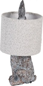 Šedá stolní lampa králík s chlupatým stínidlem Rabbi - Ø 20*43 cm / E27