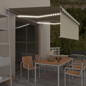 Automatická markýza roleta LED a senzor větru 4 x 3 m krémová 3069312