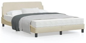 vidaXL Rám postele s čelem krémový 140x190 cm textil