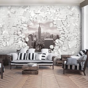 Fototapeta - New York a 3D Brickwall (254x184 cm)